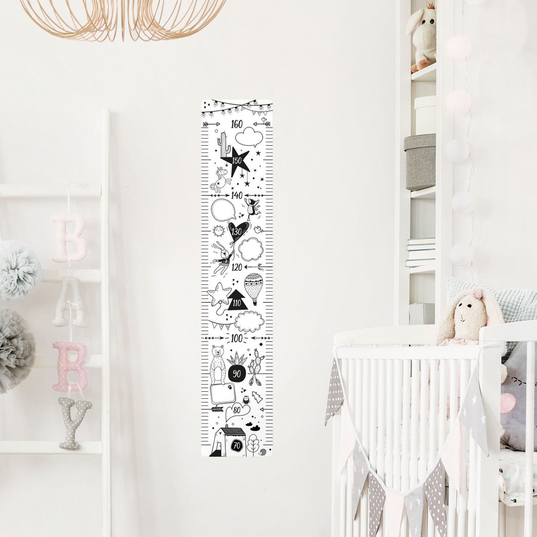 Children's Height Chart Sticker to Write on in Black and White ...