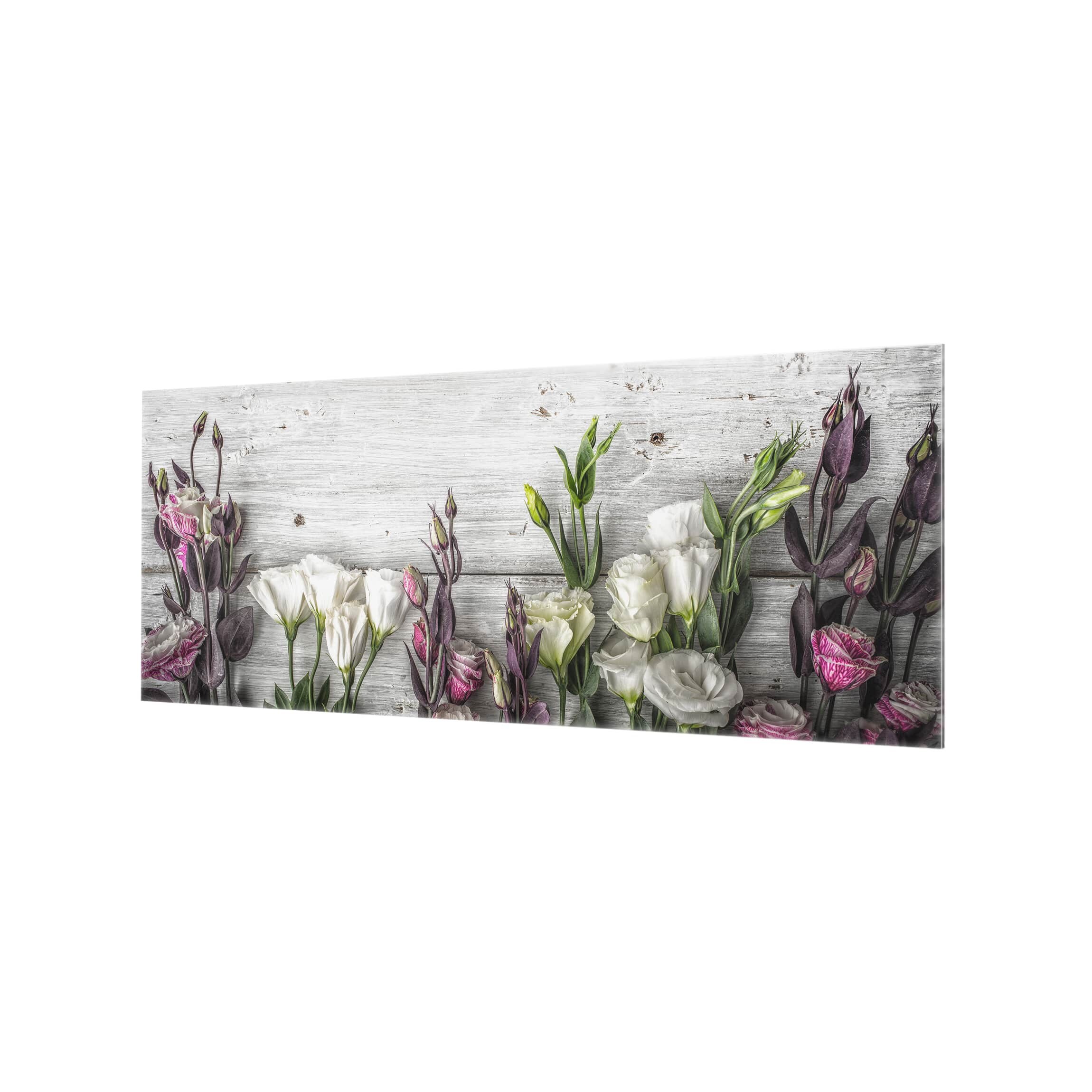 Glass Splashback Tulip Rose Shabby Wood Look Kitchen Panel - Etsy