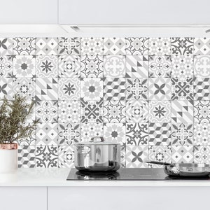Self-adhesive Splashback Geometric Tiles Mix Gray Kitchen - Etsy