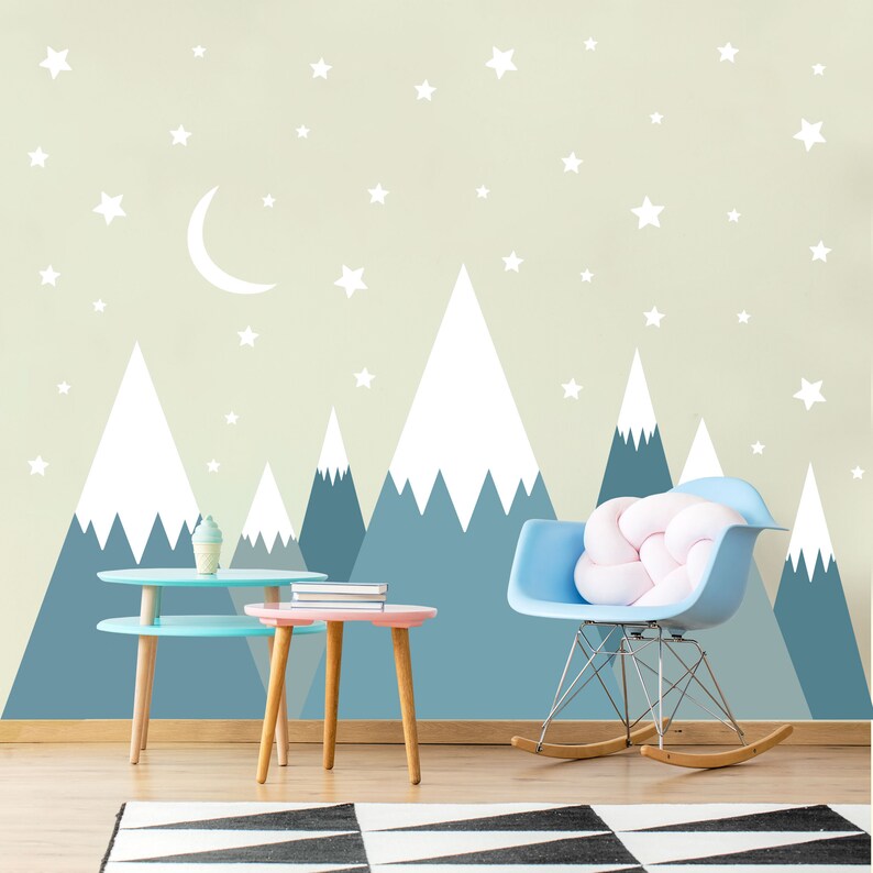 Stilvolle Wandtattoo Kinderzimmer Berge Bild