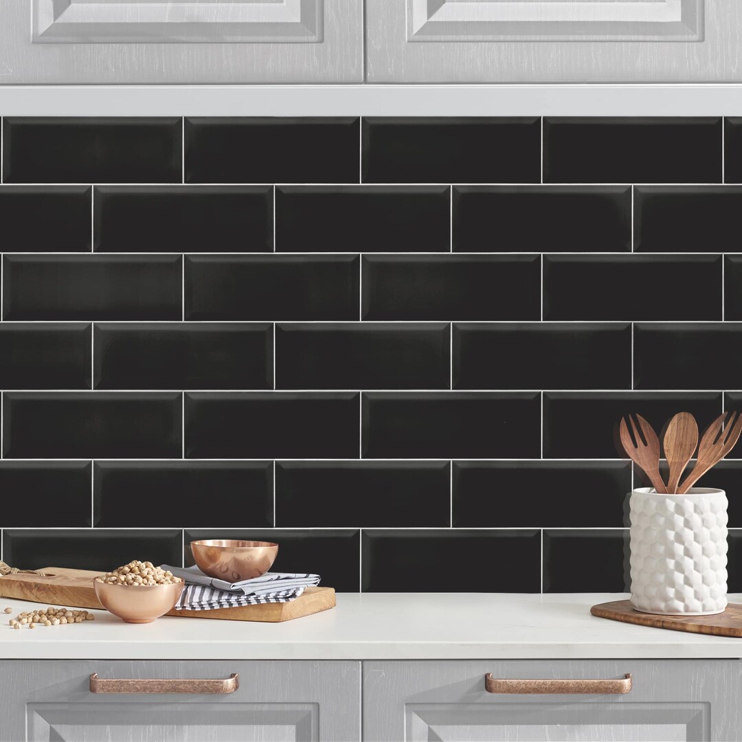 Splashback Ceramic Tiles Black Kitchen Decor Design Decoration - Etsy