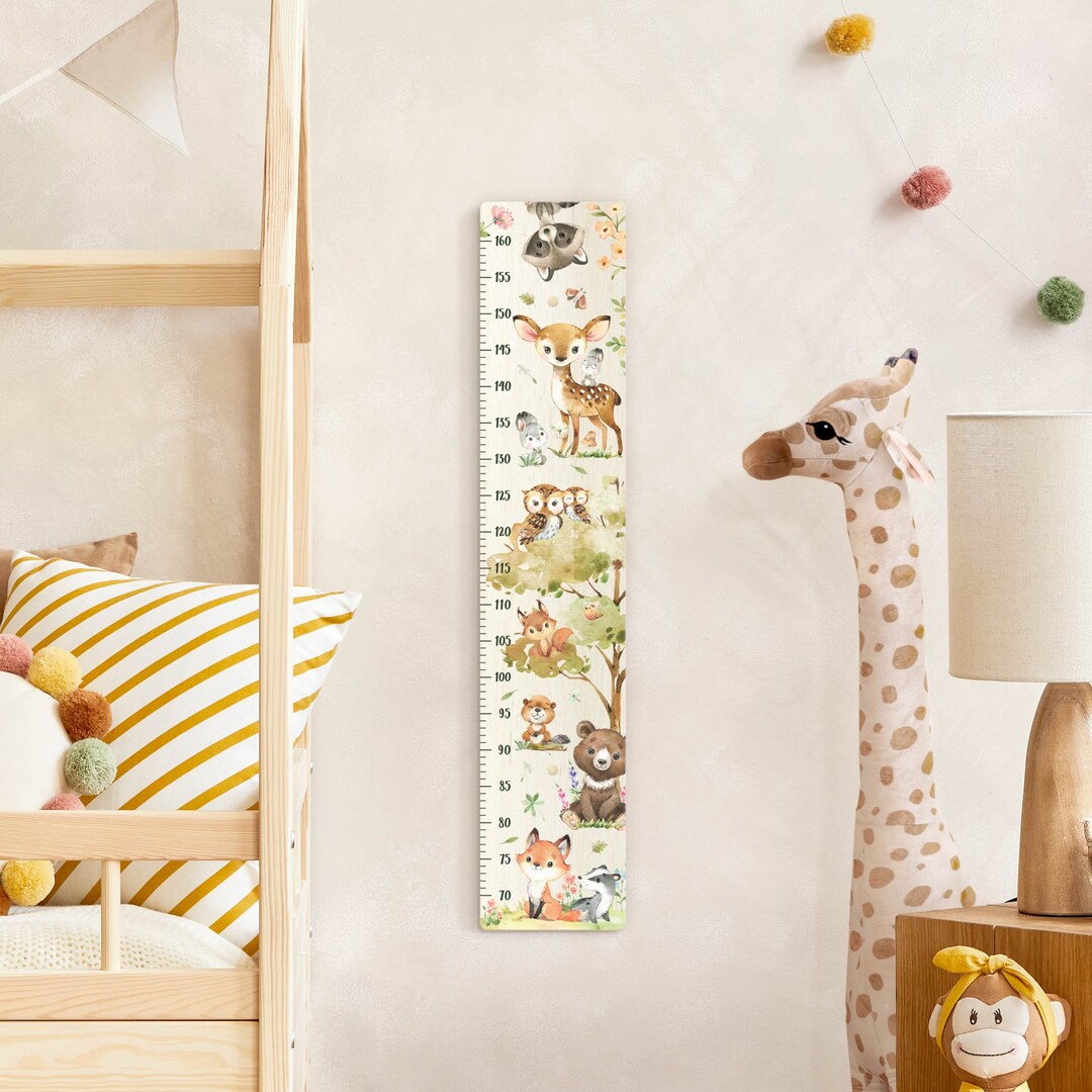 Children's Height Chart Forest Animals Measuring Boys Girls Neutral ...