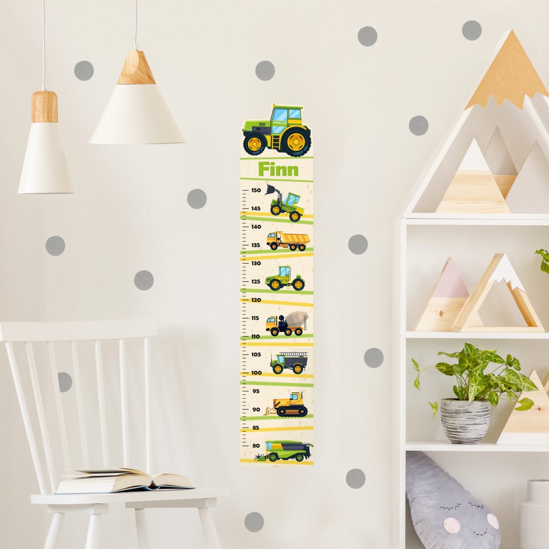 Children's Height Chart Sticker With Customised Name Harvester Tractor ...