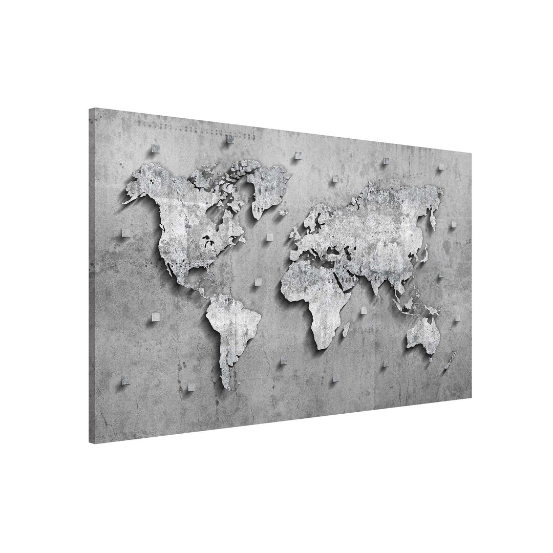 Magnetic Board Concrete World Map Memoboard Magnetic Note Board Message ...