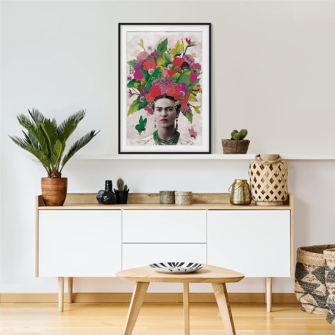 Framed Picture Frida Kahlo Flower Portrait Framed Print Wall Decoration ...