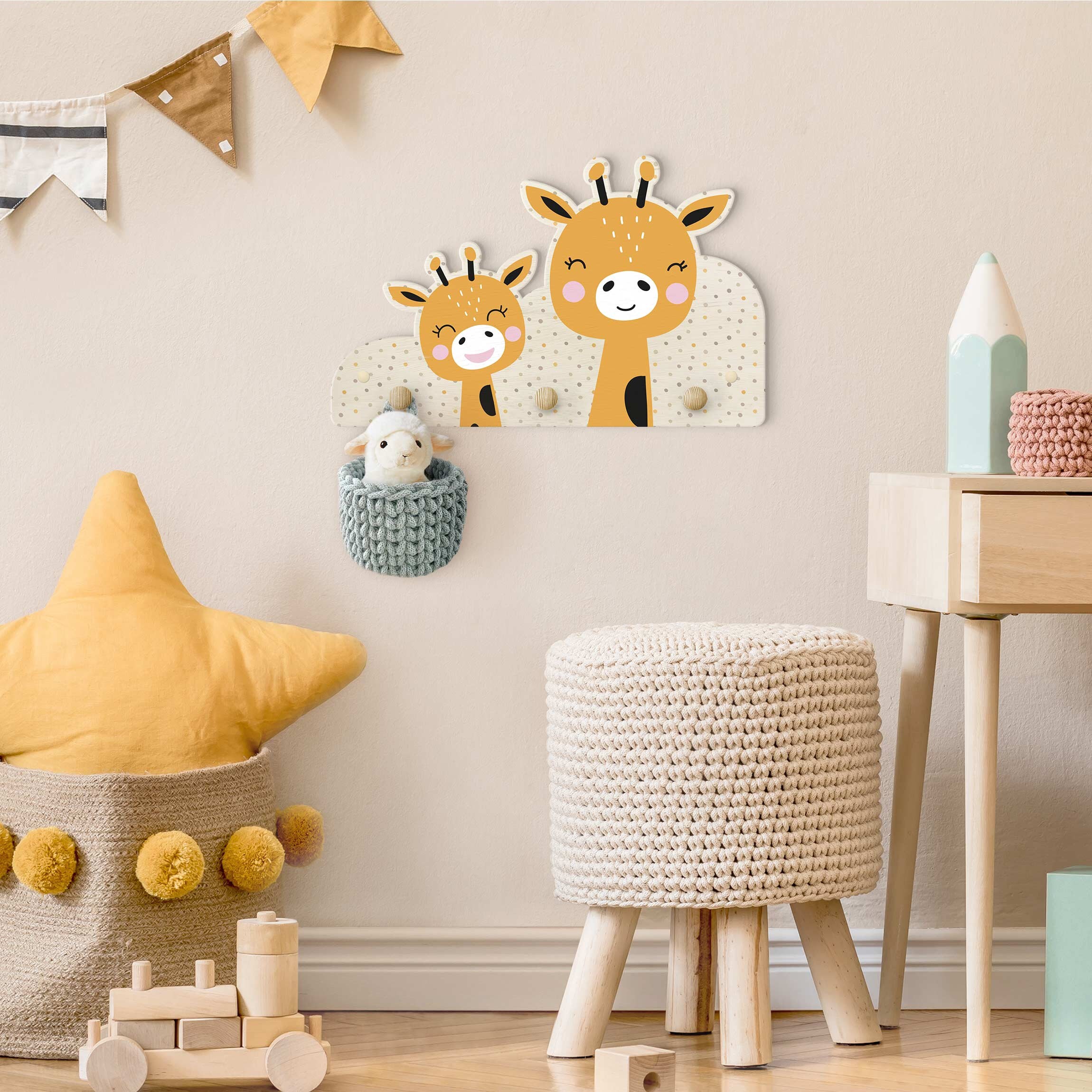 Children's Coat Rack Giraffe With Baby Giraffe Wall | Etsy