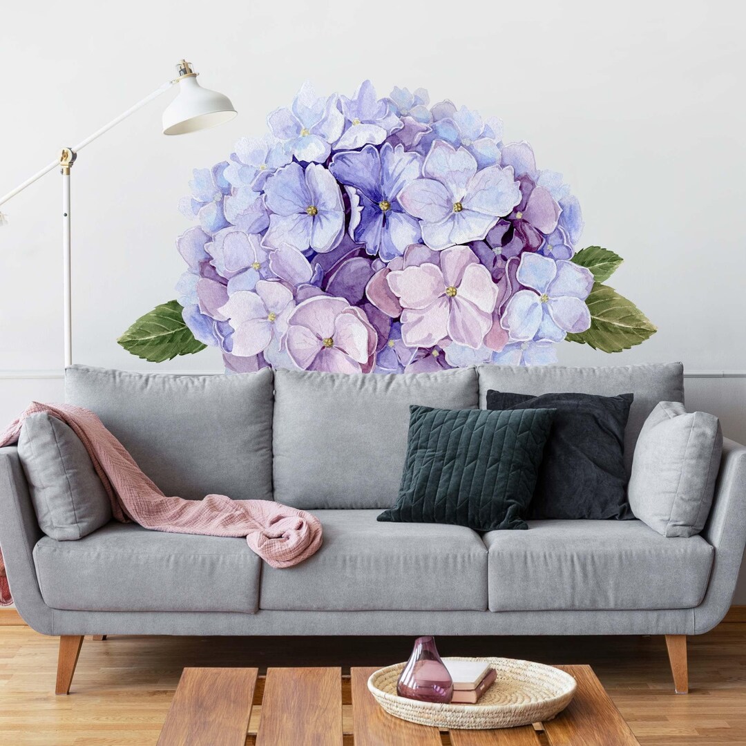 Wall Sticker Watercolor Hydrangea Blue Bloom XXL Wall Stickers ...