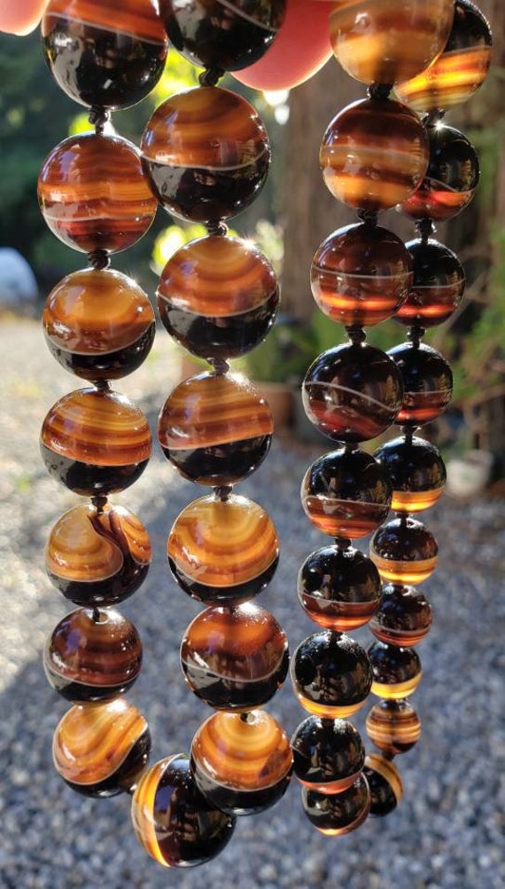 Antique Scottish Bullseye Banded Agate Bead Strand Vi… - Gem