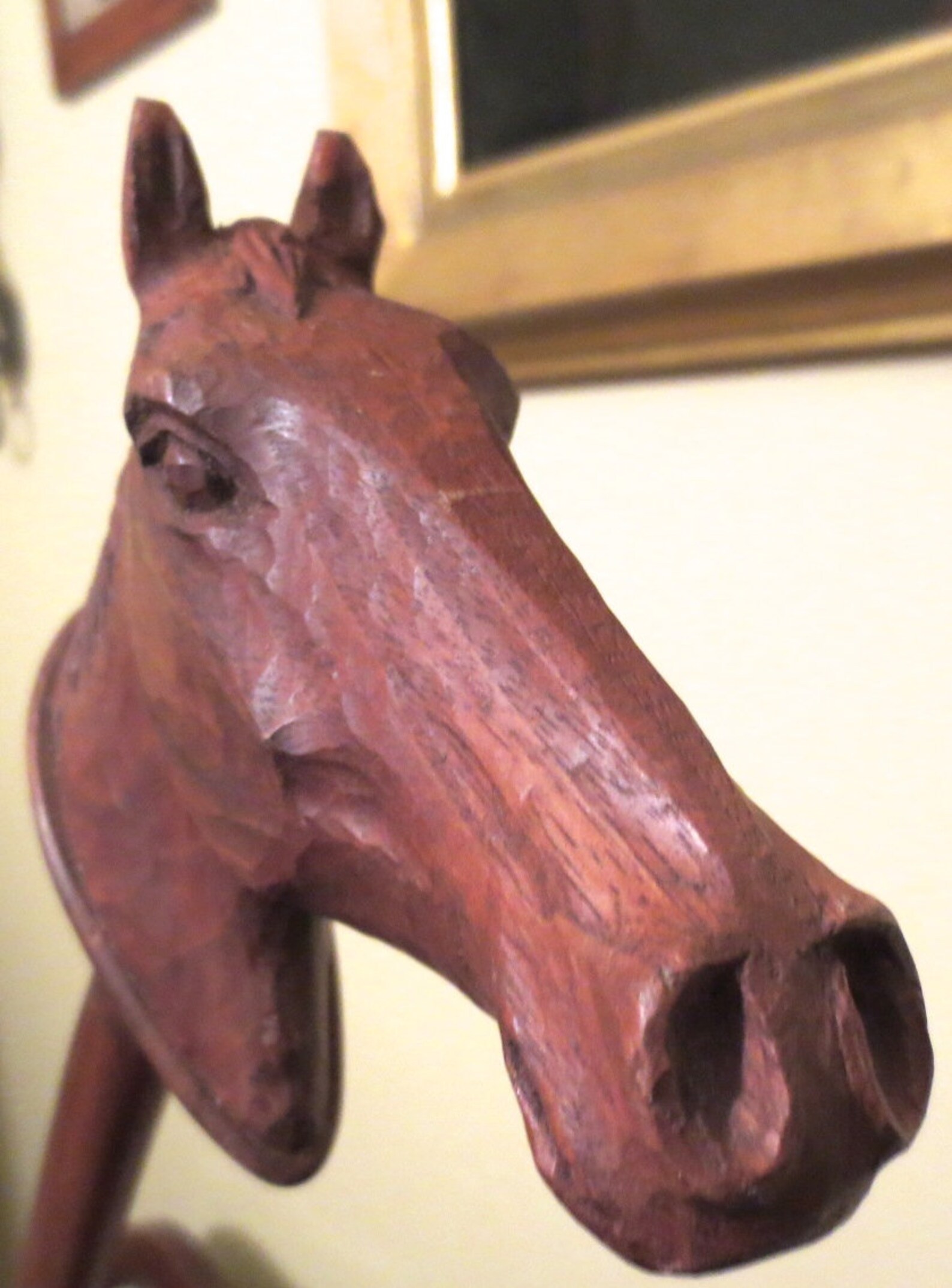 Vintage Hand Carved Wood Cane Horse Head Equestrian Walking | Etsy