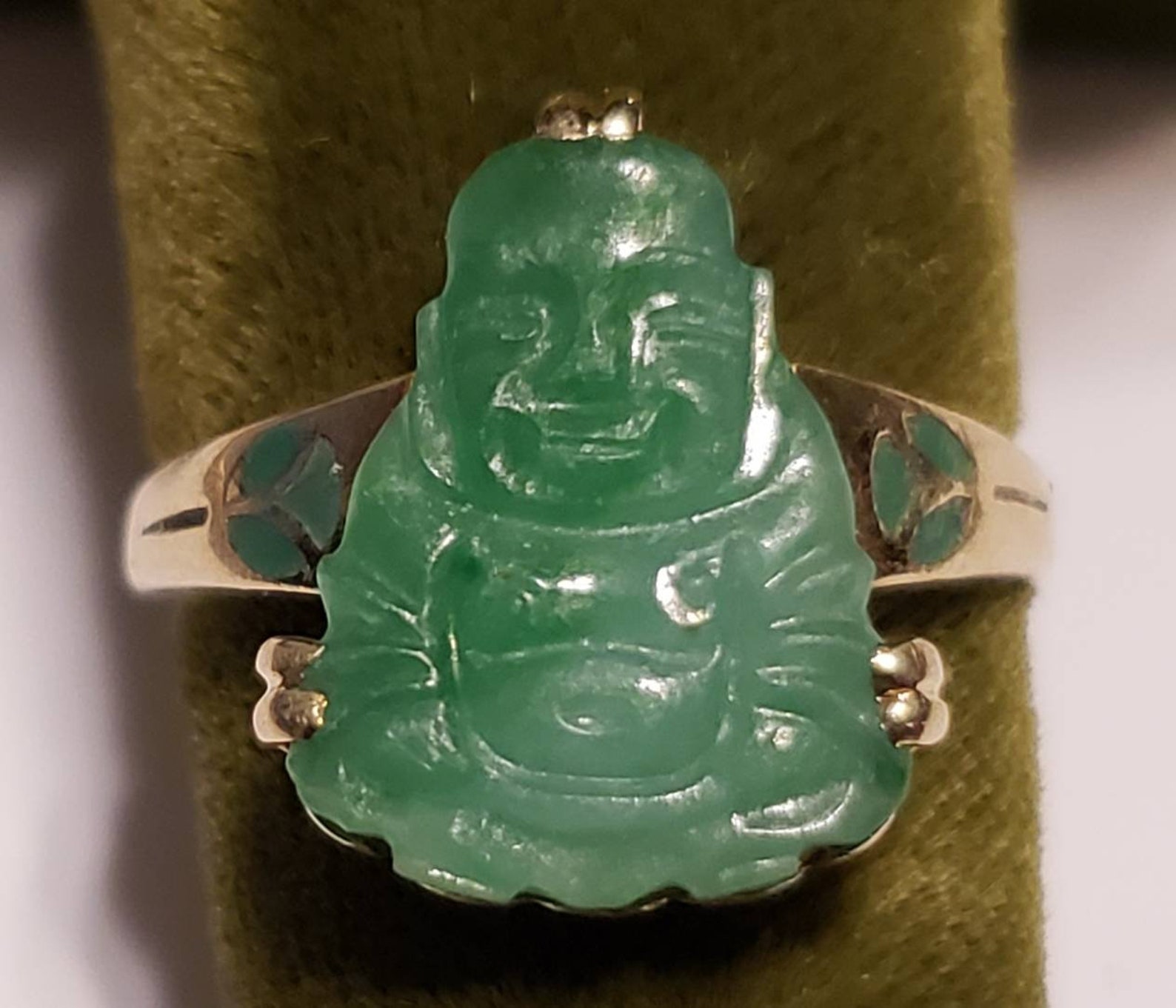 Vintage 14K Gold Chinese Ho Tai Buddha Jade Ring - Etsy