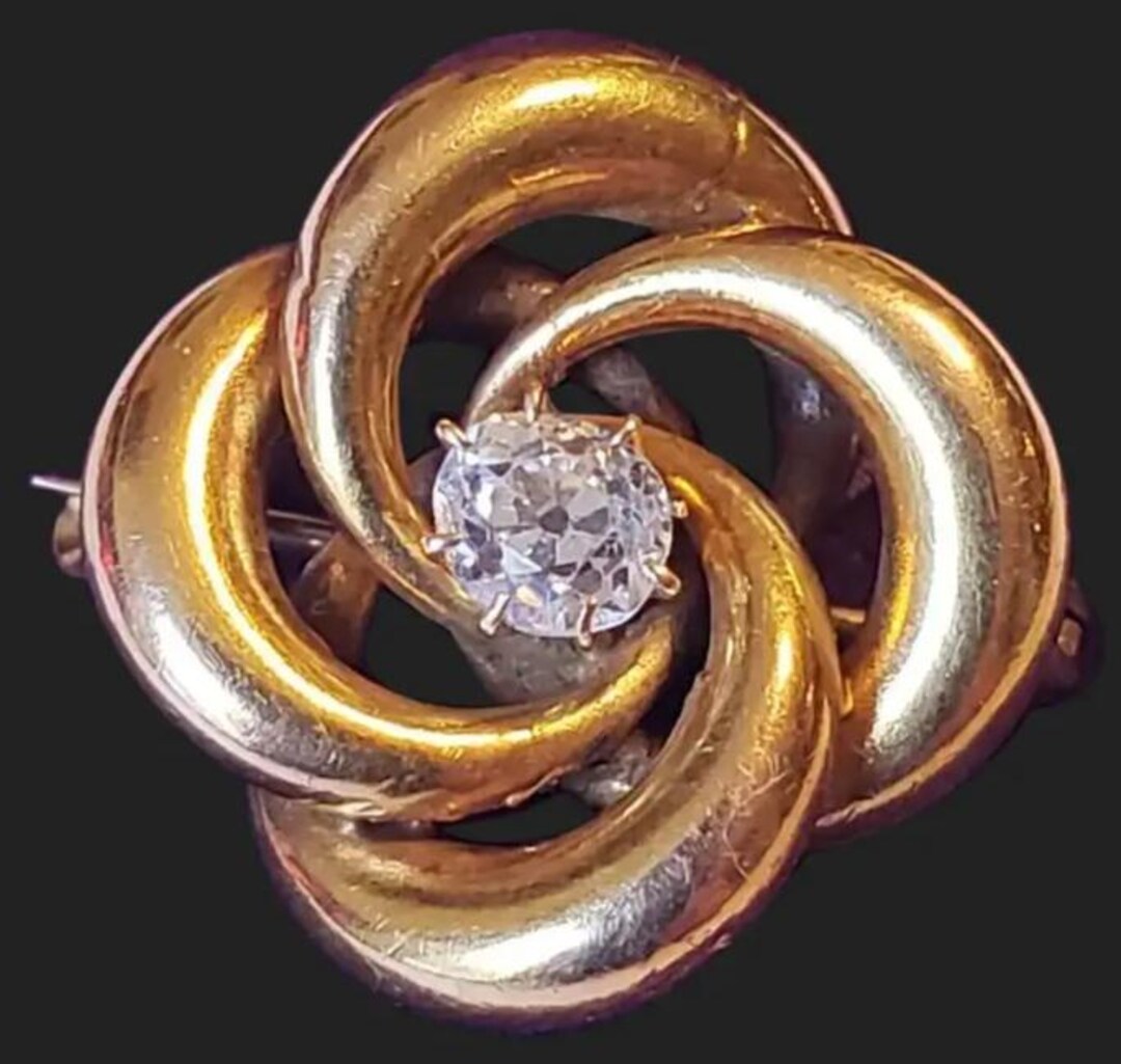 Antique 18K Gold Diamond Lovers Knot Brooch Pendant - Etsy