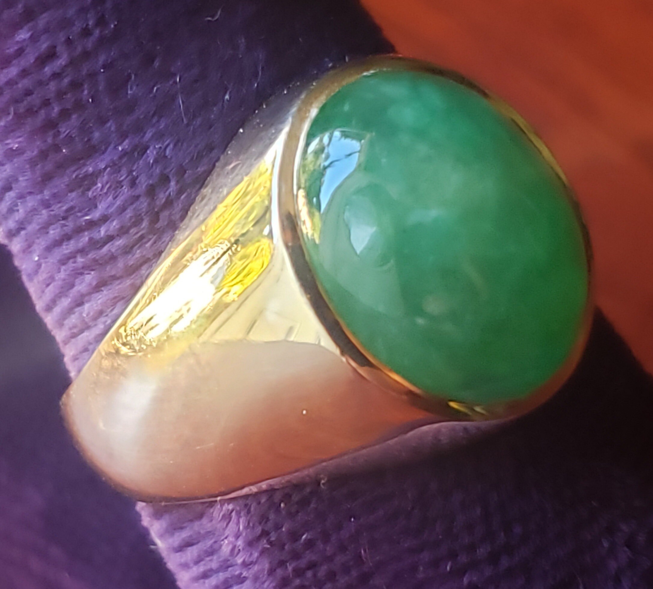 Men's Vintage 14k Gold Jade Ring - Etsy