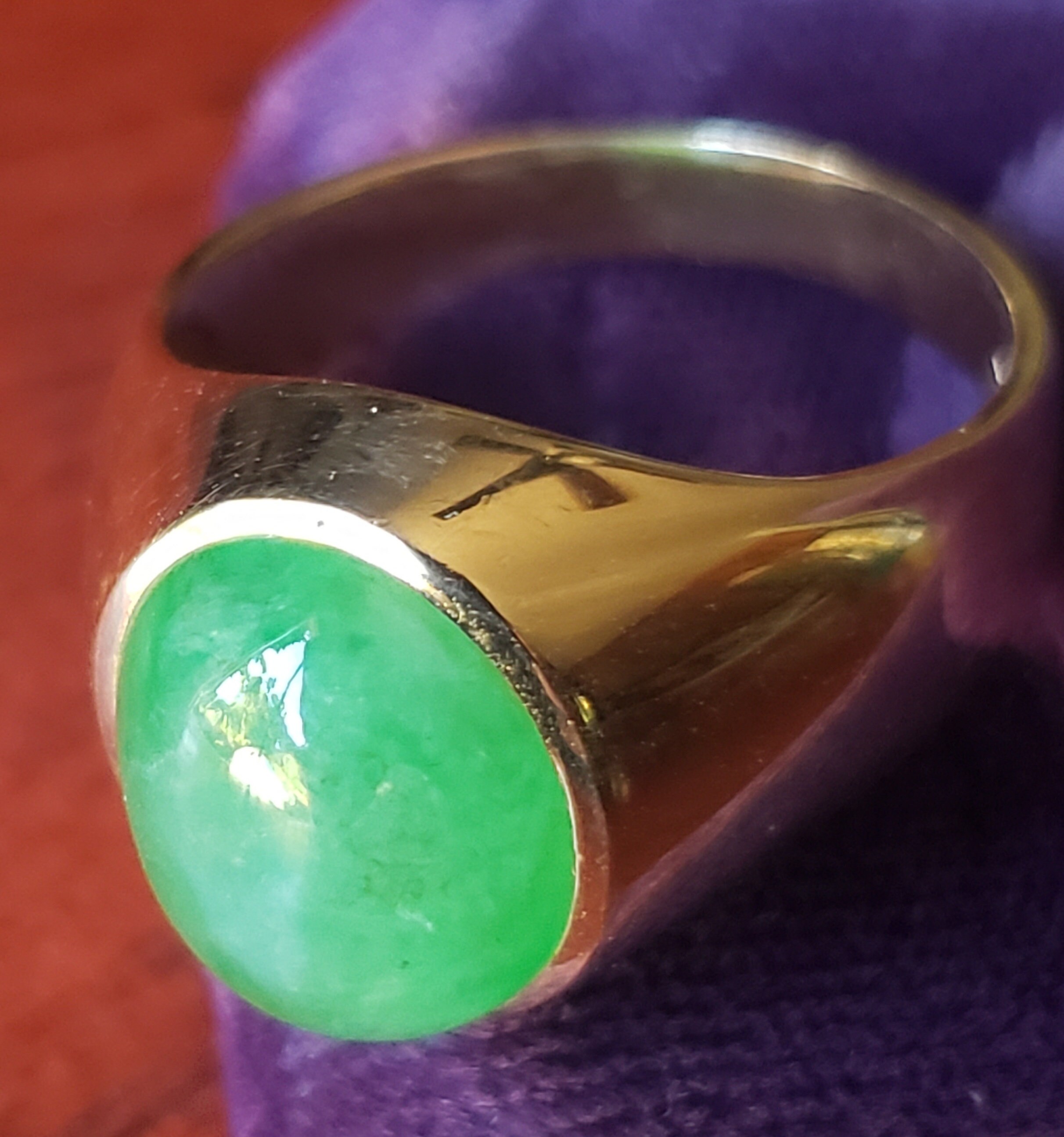 Men's Vintage 14k Gold Jade Ring - Etsy