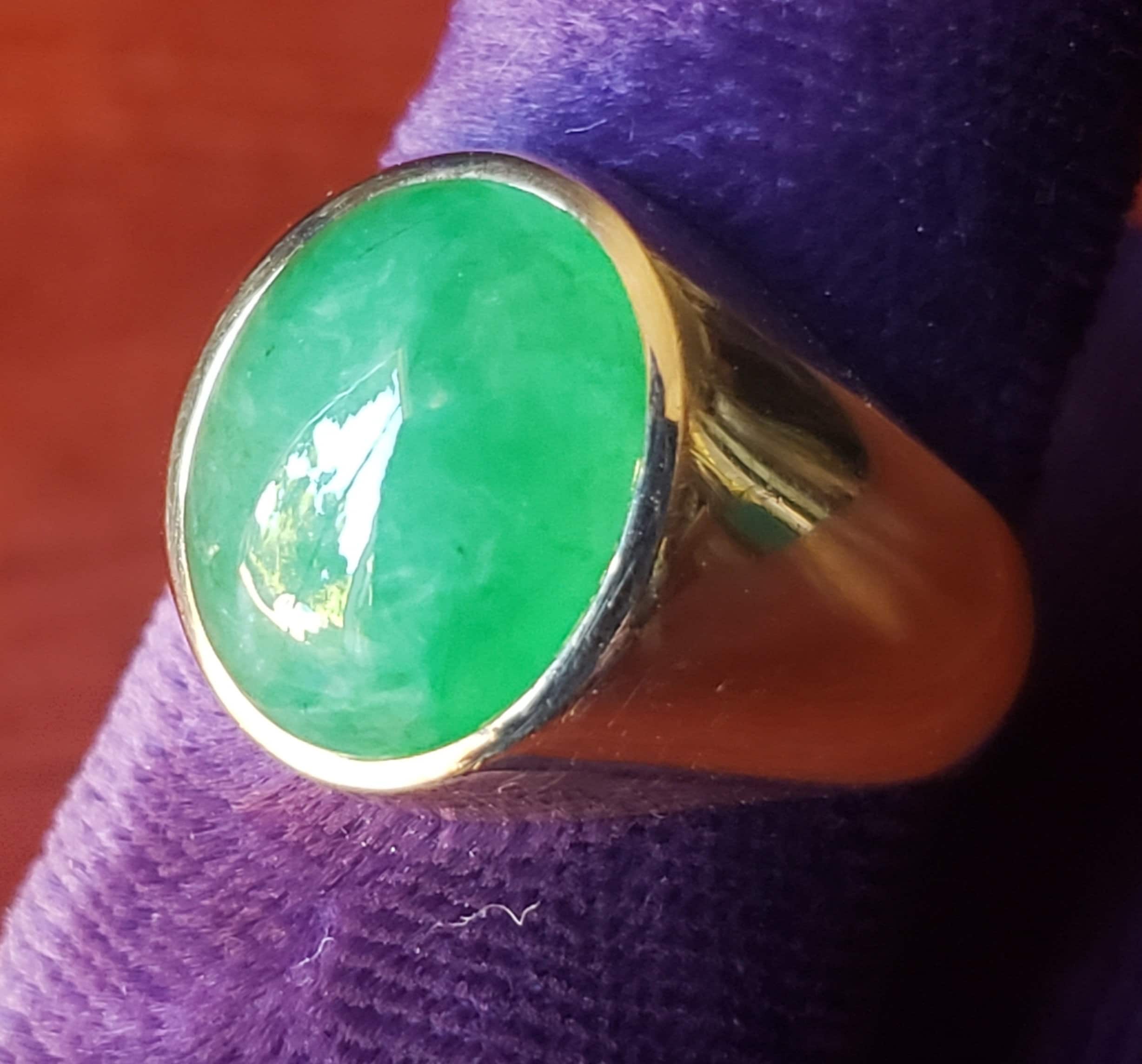 Men's Vintage 14k Gold Jade Ring - Etsy