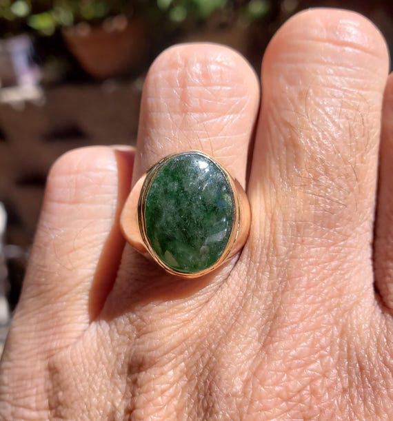 Fine 22k Gold Vintage Jade Men's Ring - Gem