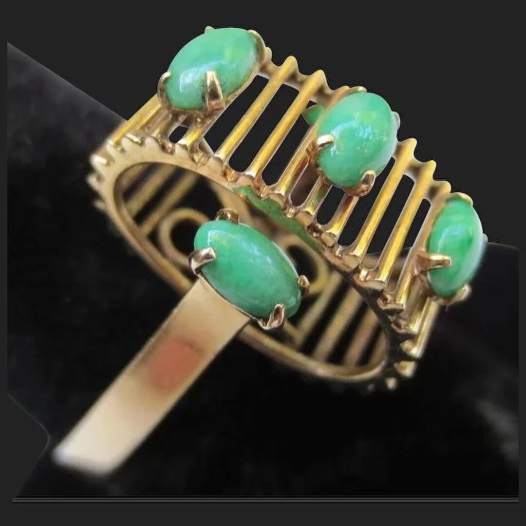 Modernist 14k Gold Jadeite Vintage Jade Ring - Etsy