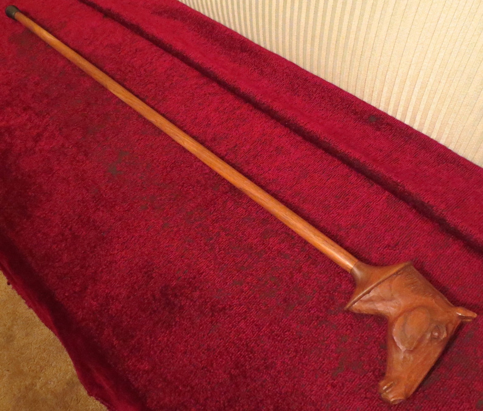 Vintage Hand Carved Wood Cane Horse Head Equestrian Walking Stick - Etsy