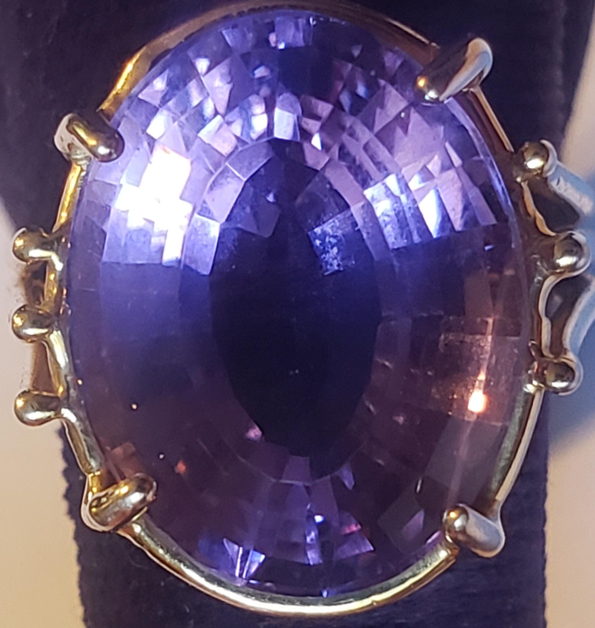 Vintage 14K Gold Amethyst Cocktail Statement Ring - Etsy