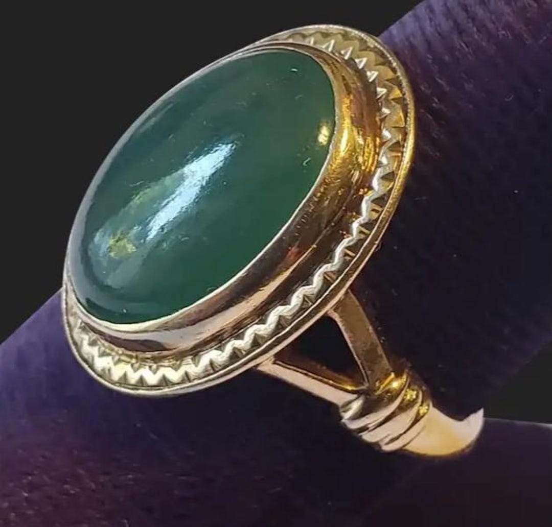 Vintage 14k Gold Jade Ring - Etsy