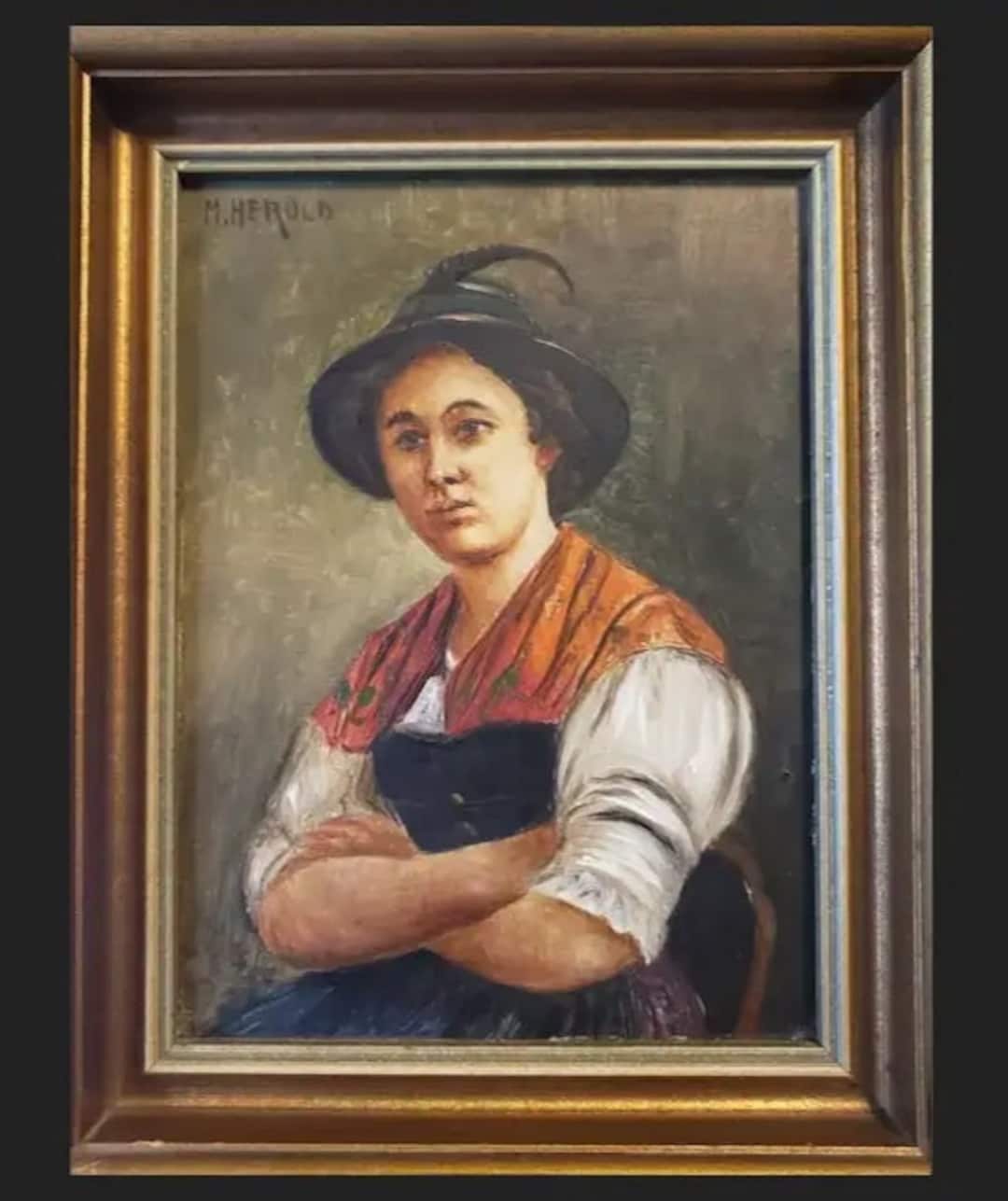 Antique Oil Portrait Painting German Bavarian Lady - Etsy