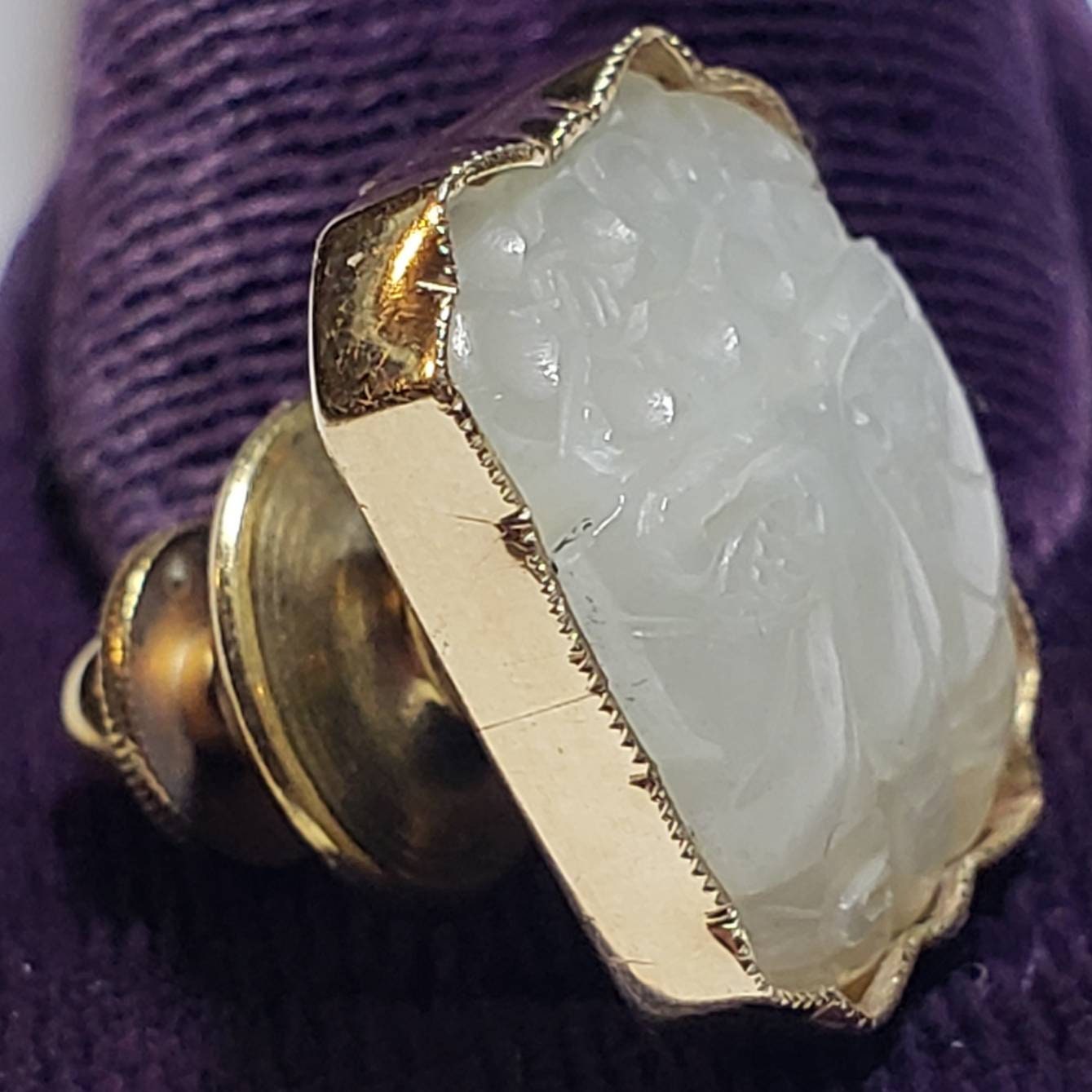 Antique Chinese White Jade Butterfly Flower 10K Gold Pin - Etsy