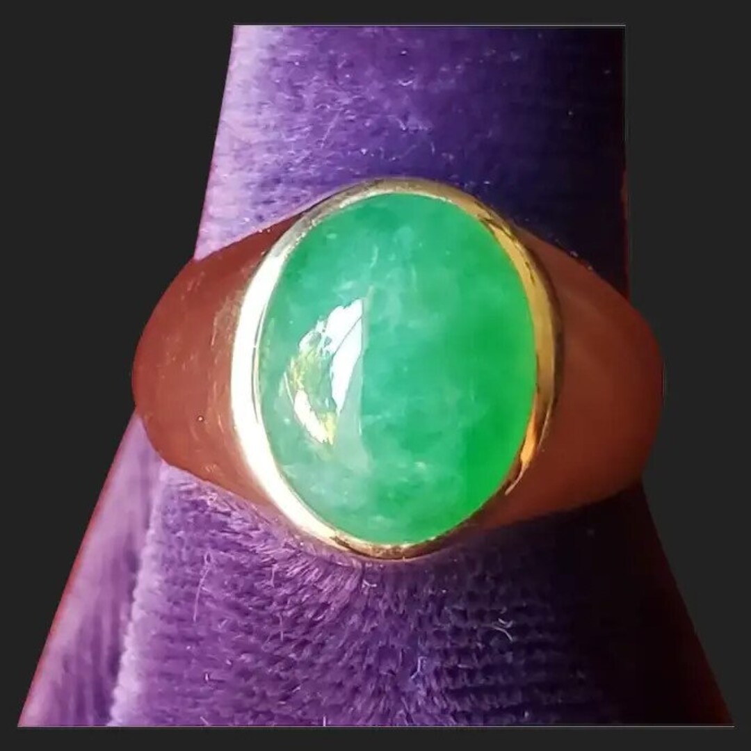 Men's Vintage 14k Gold Jade Ring - Etsy