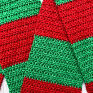 Red and Green Scarf Crochet, Christmas Scarf, Winter Scarf, Knitted ...