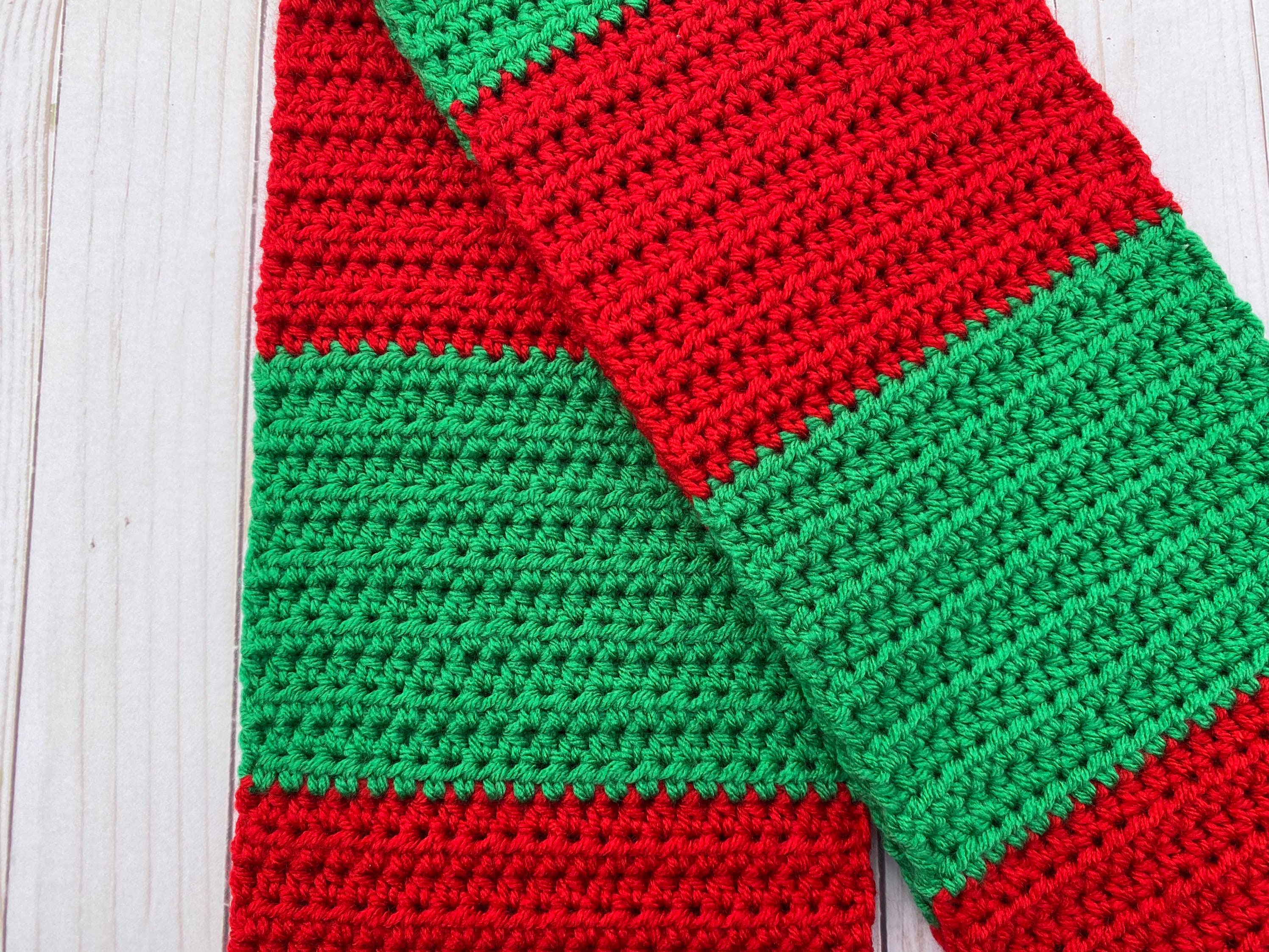 Red and Green Scarf Crochet Christmas Scarf Winter Scarf - Etsy