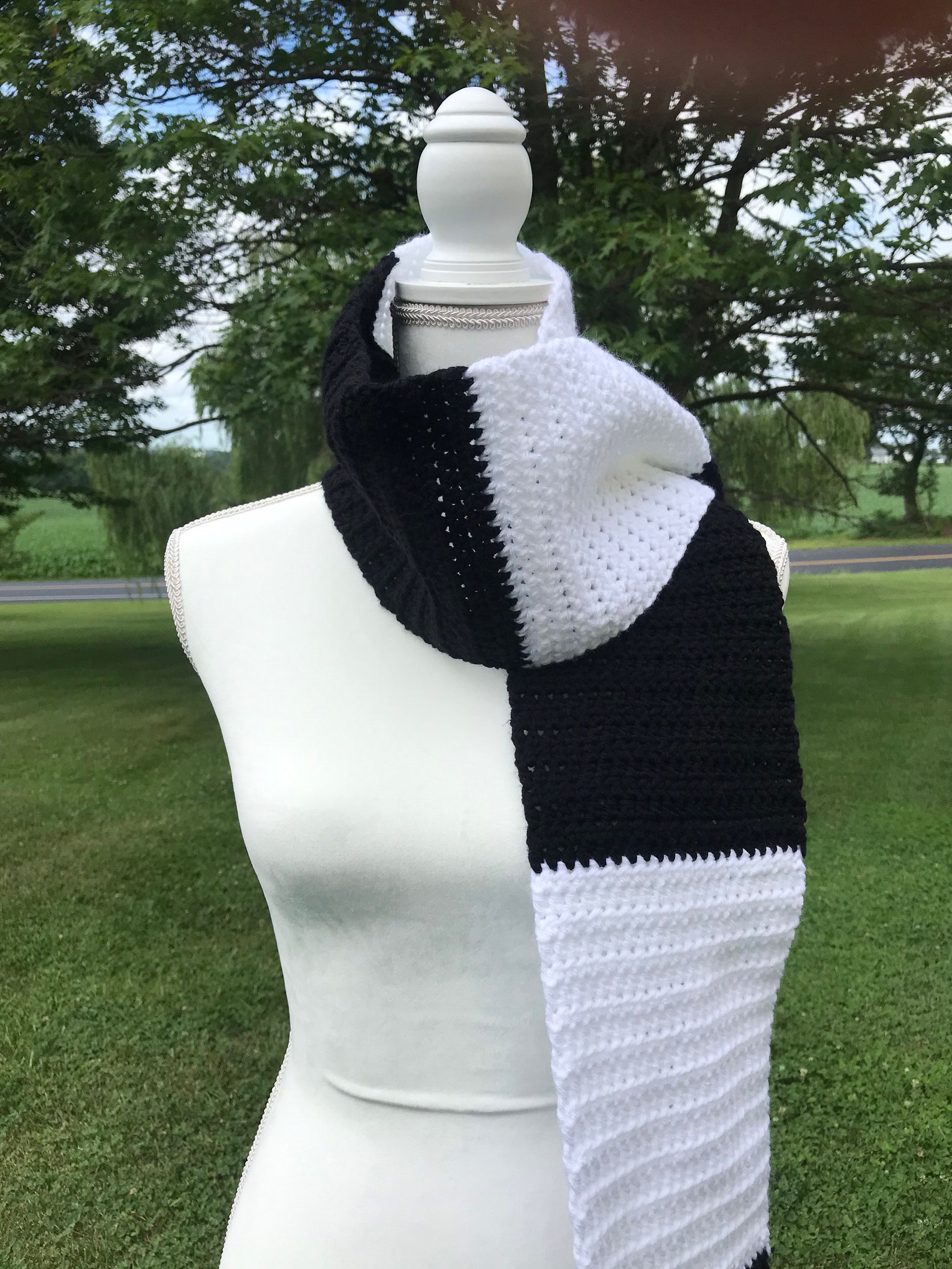 Black and White Scarf Color Block Scarf Unisex Scarf Scarf | Etsy