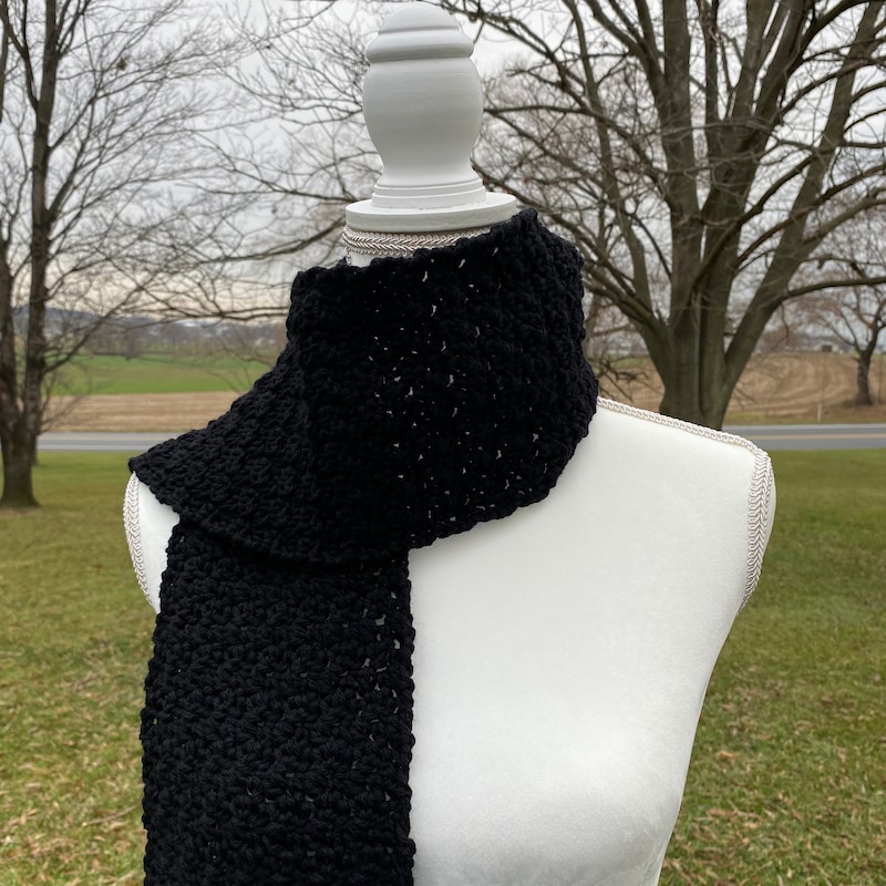 Black Crocheted Scarfs - Etsy