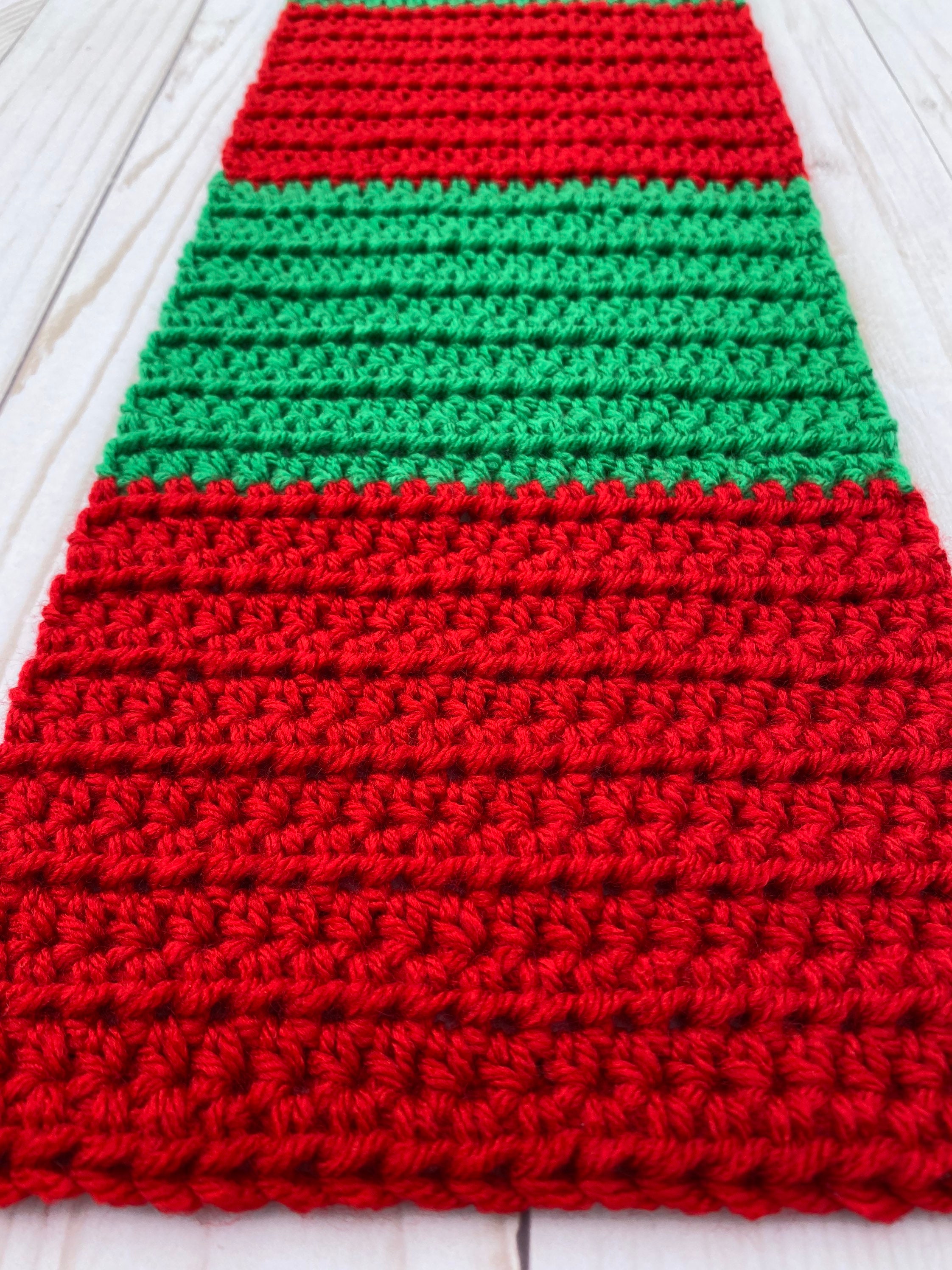 Red and Green Scarf Crochet Christmas Scarf Winter Scarf - Etsy