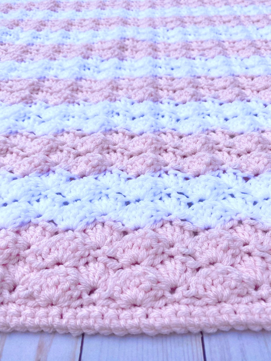 Pink and White Baby Blanket Crochet Handmade Baby Blanket - Etsy
