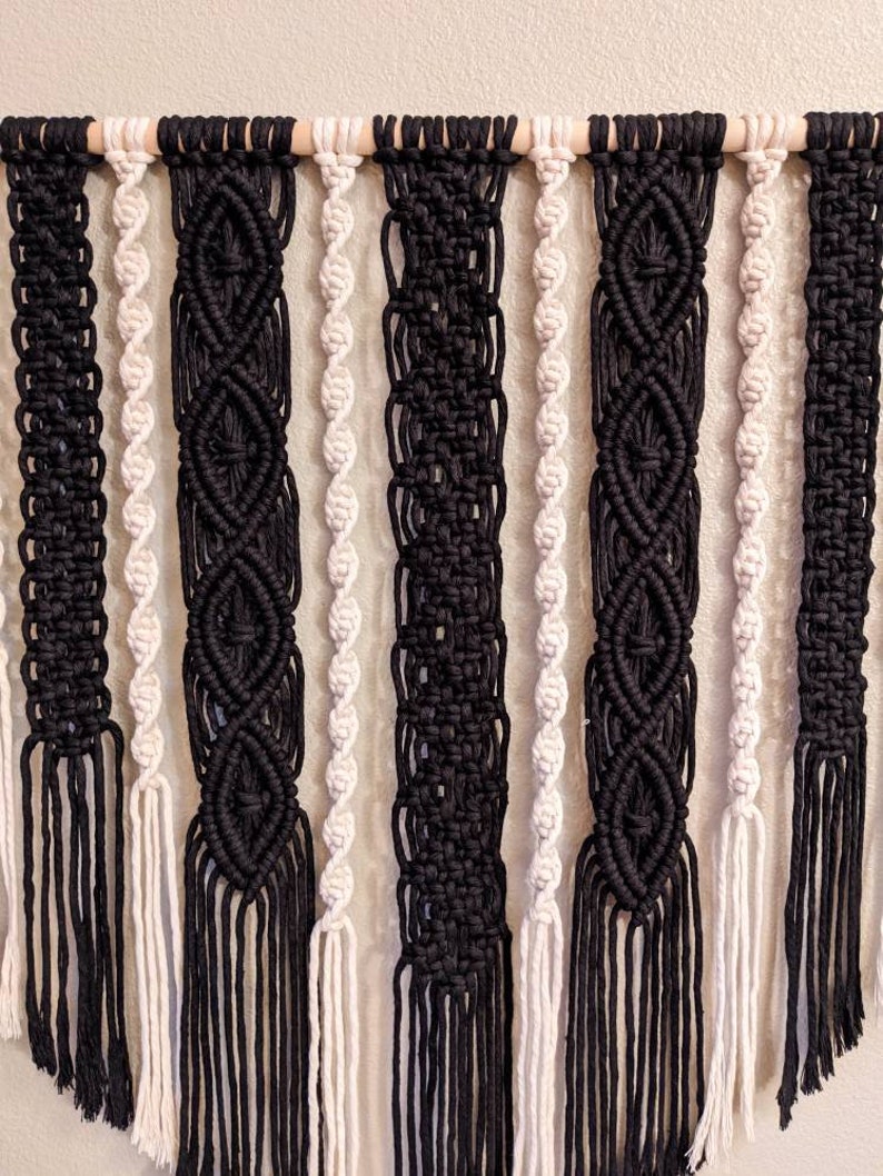 Black & Cream Boho Macrame Wall Hanging Macrame Decor Wall | Etsy