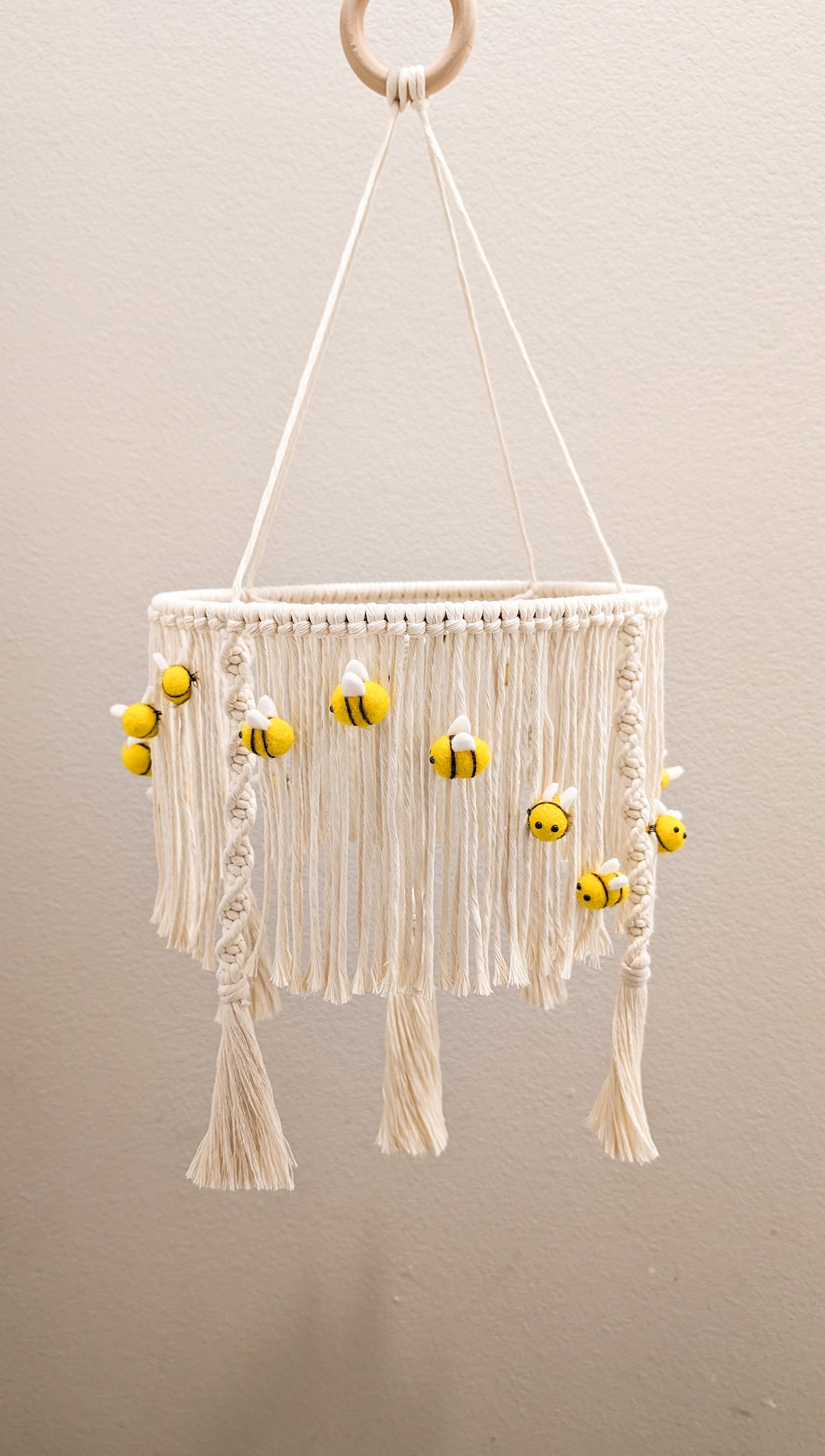 Honey Bee Nursery Mobile Macrame Nursery Mobile Macrame Hanging Bumble ...