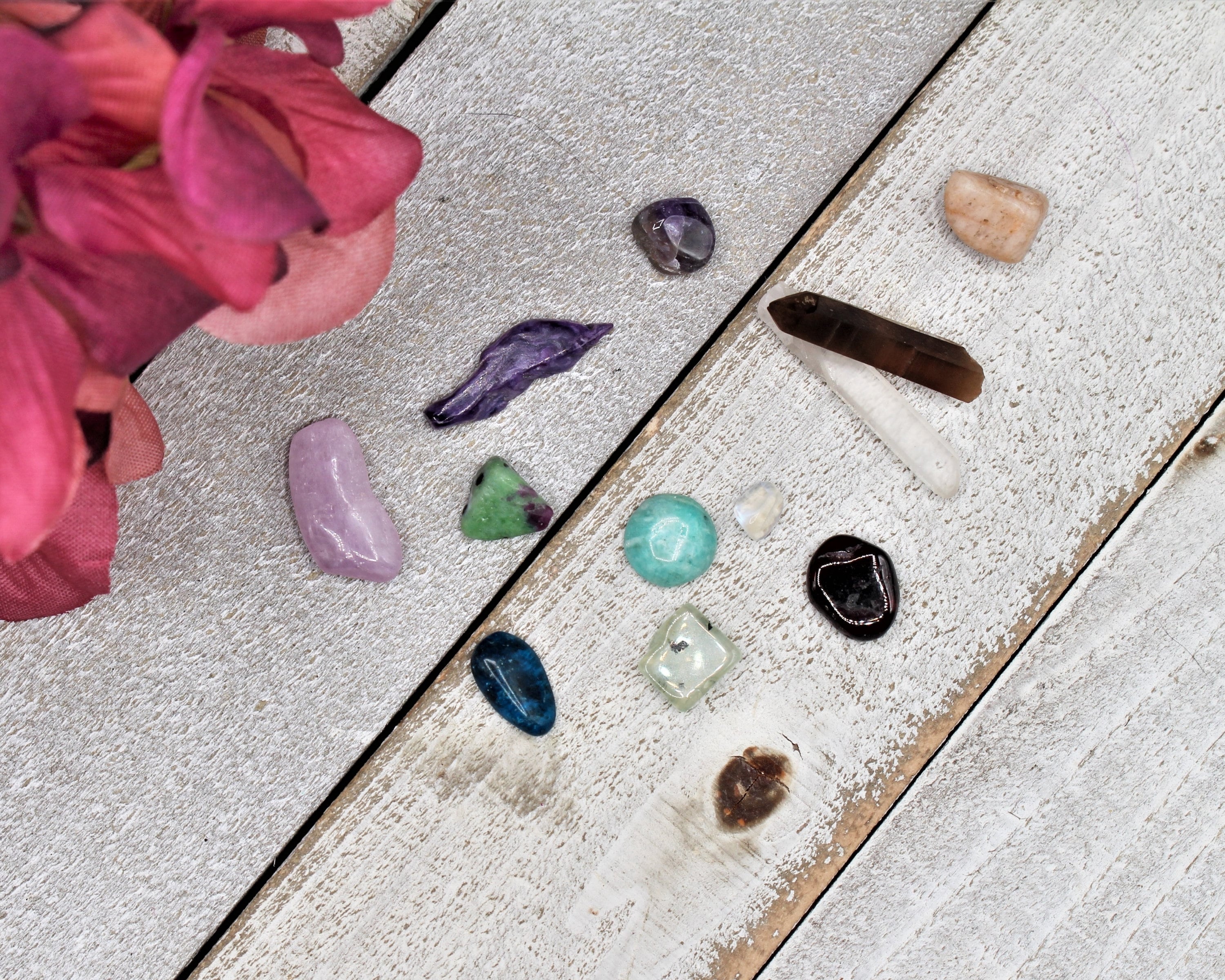 Crystal Grid Set, Beginner Crystal Set, Quartz Shard, Prehnite Tumble ...