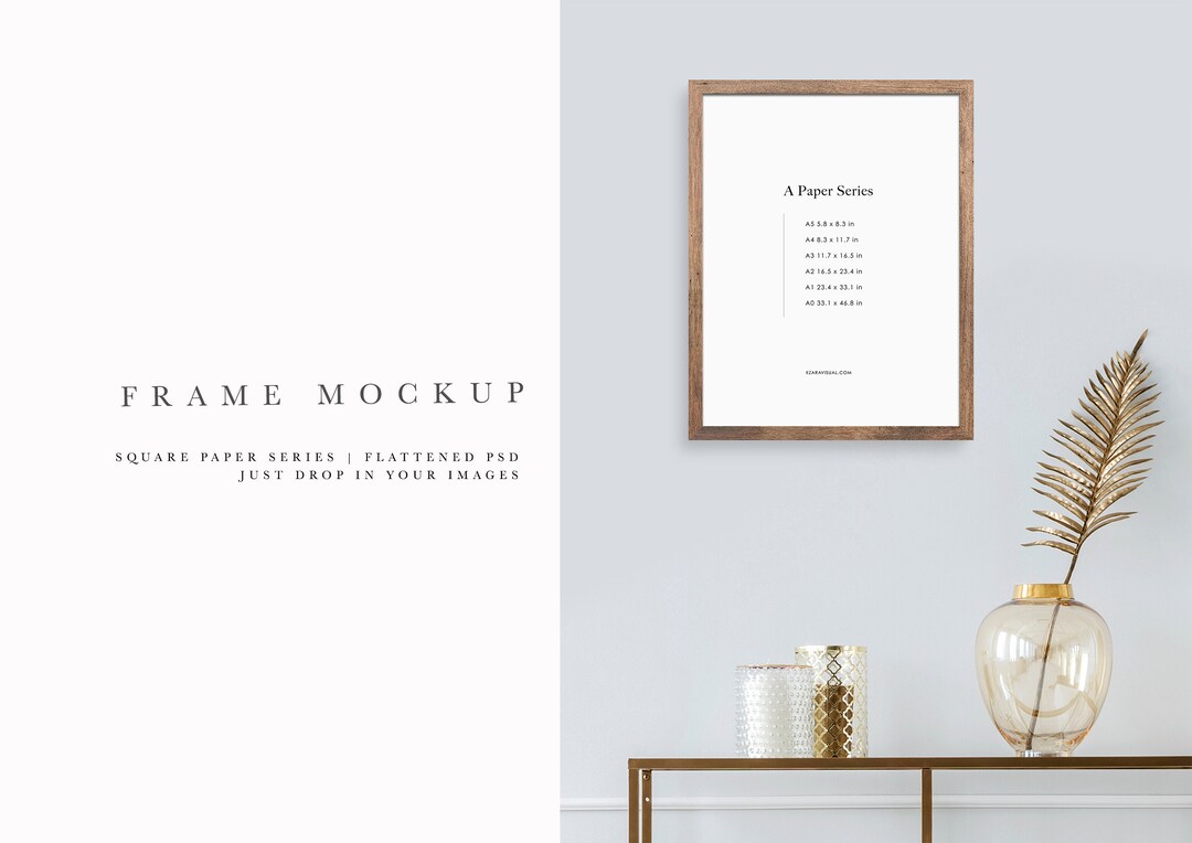 Frame Mockup #312, Dark Wood Portrait Photo Frame, Styled Thin Frame ...