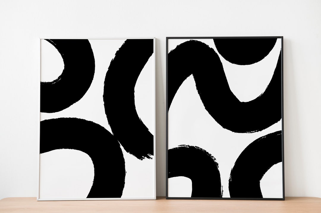 Set Black and White Abstract Body Poster, Human Form Wall Art Print ...