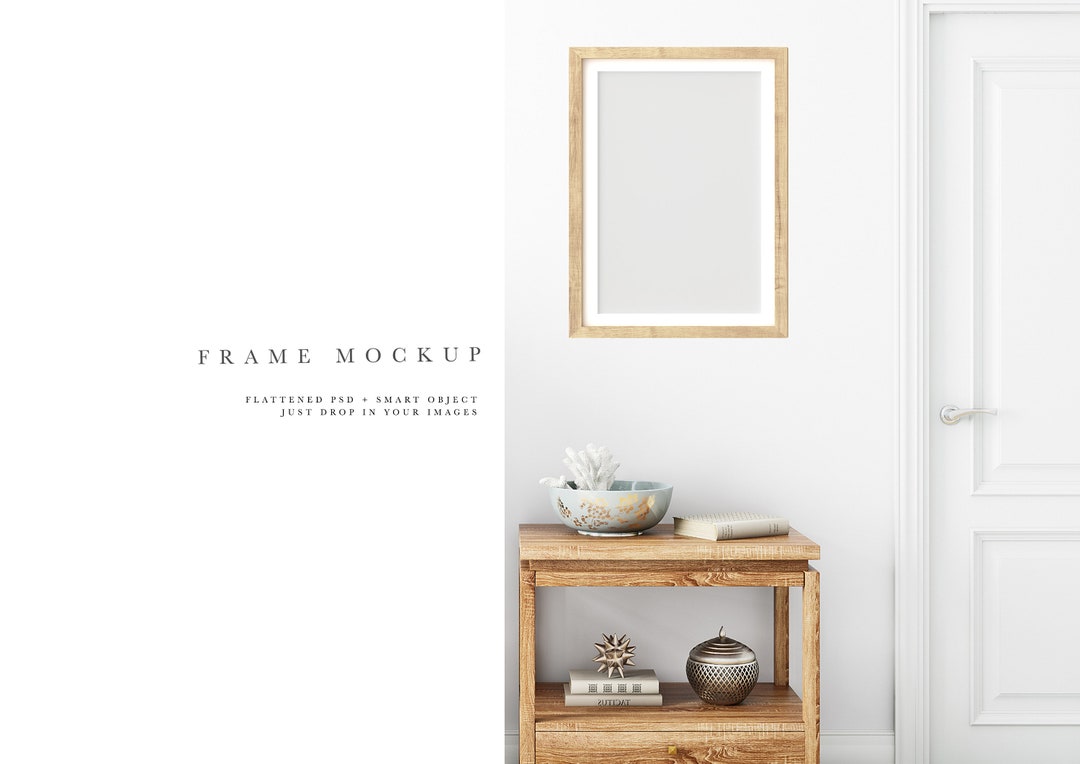 Frame Mockup #1776, Wood Portrait Frame, Interior Frame Mockup, Wall ...