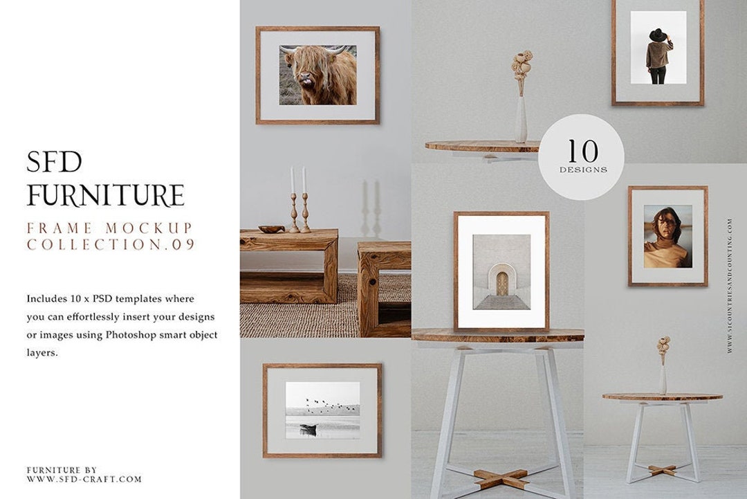 Frame Mockup Bundle 09 | Rustic Frame Mockups Inspired by the Furniture ...