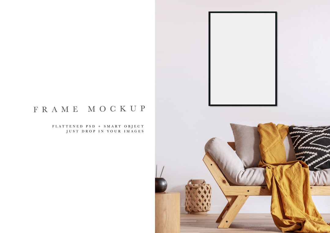 Frame Mockup 714, Black Portrait Photo Frame Mockup, Styled Thin Frame ...