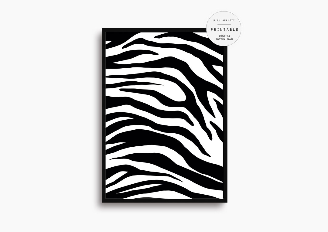 Zebra Print Art | Black and White Wall Art & Poster | Cute Animal Skin ...