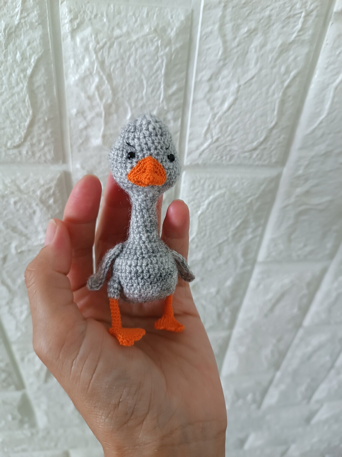 Miniature Gray Goose Crochet Little Goose Dollhouse Handmade Mini Toy ...