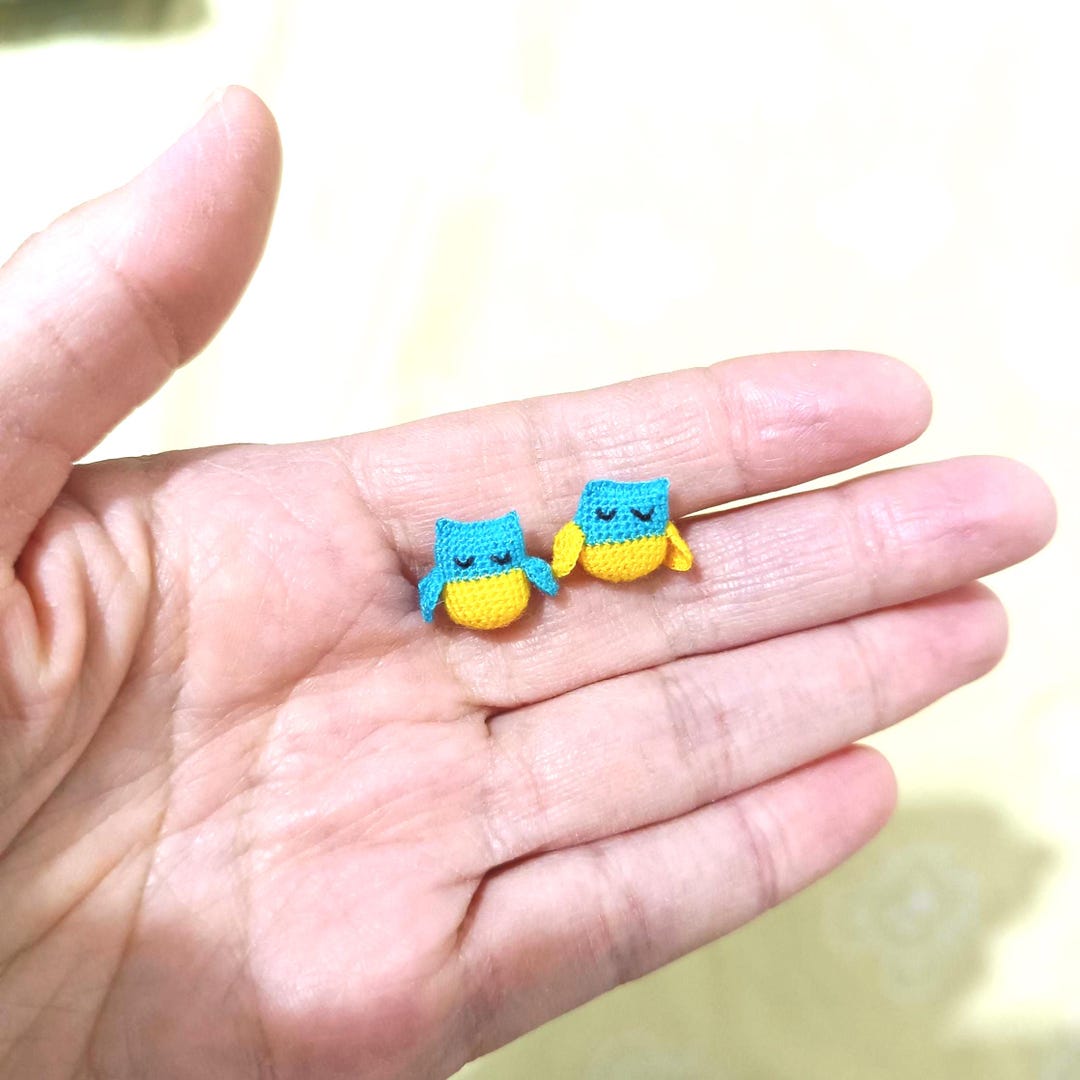 Miniature Owl Crochet Micro Toy Owl Set of Two Micro Owls Handmade ...