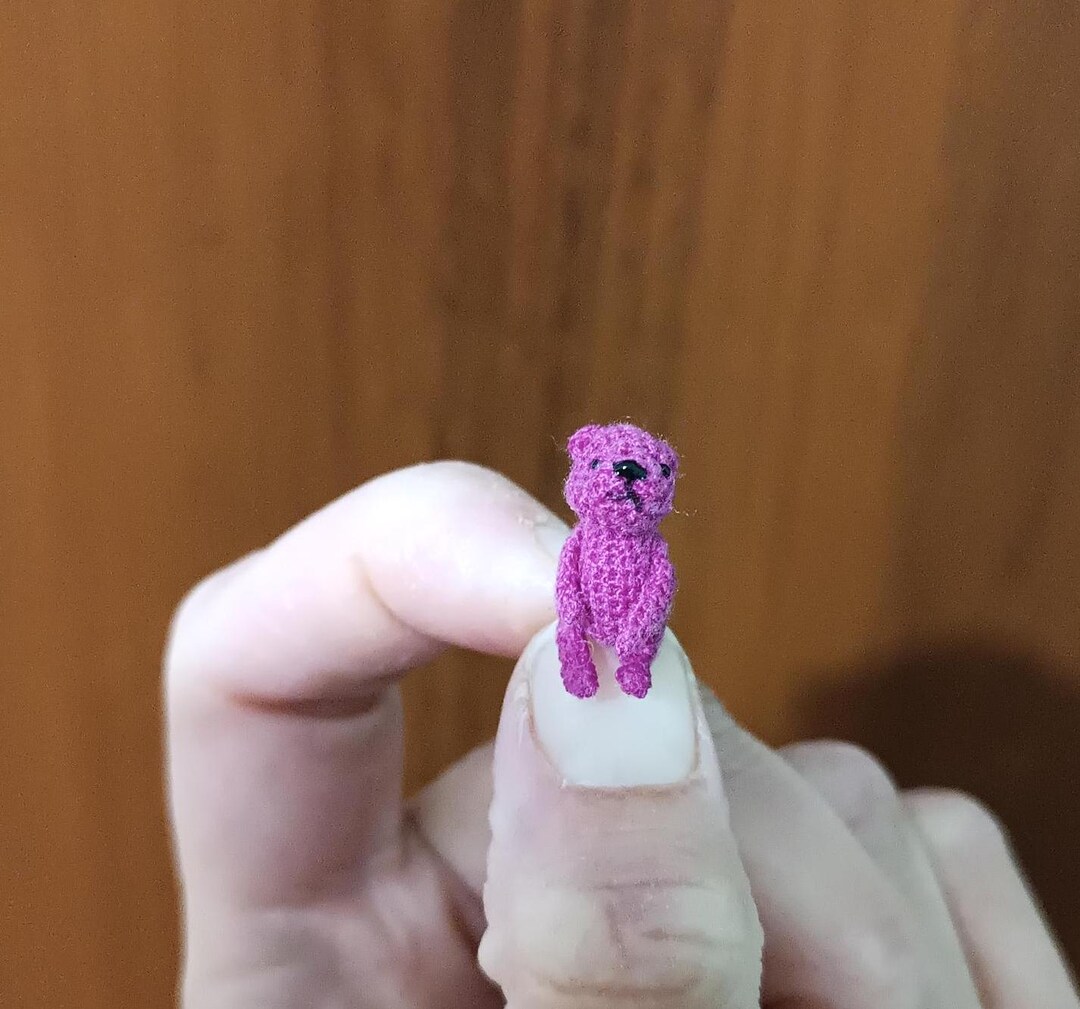 Extreme Micro Teddy Bear Fuchsia Miniature Teddy Bear OOAK Micro Teddy ...