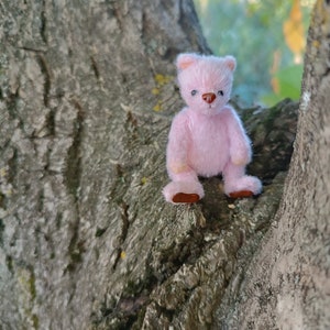 Pink Miniature Teddy Bear Micro Teddy Bear Ooak Dollhouse Mini Toy ...