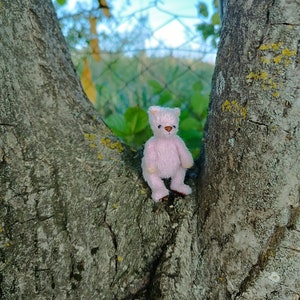 Pink Miniature Teddy Bear Micro Teddy Bear Ooak Dollhouse Mini Toy ...