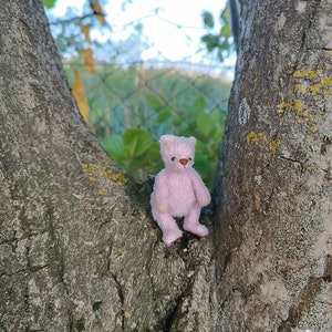 Pink Miniature Teddy Bear Micro Teddy Bear Ooak Dollhouse Mini Toy ...