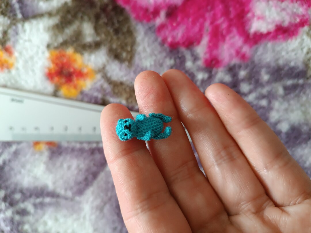 Extreme Micro Teddy Bear Blue Miniature Teddy OOAK Micro Teddy Bear 1,8 ...