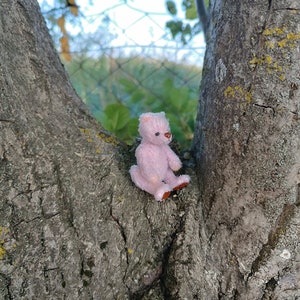 Pink Miniature Teddy Bear Micro Teddy Bear Ooak Dollhouse Mini Toy ...