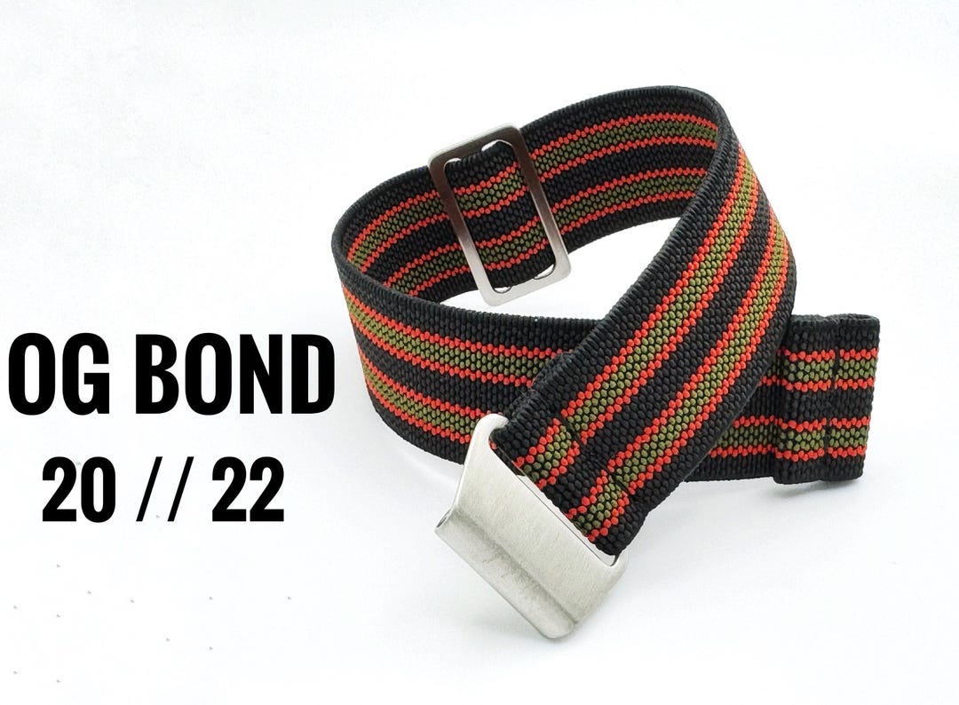 Bond Style Marine Nationale Watch Strap – Black Red Green Stripe ...